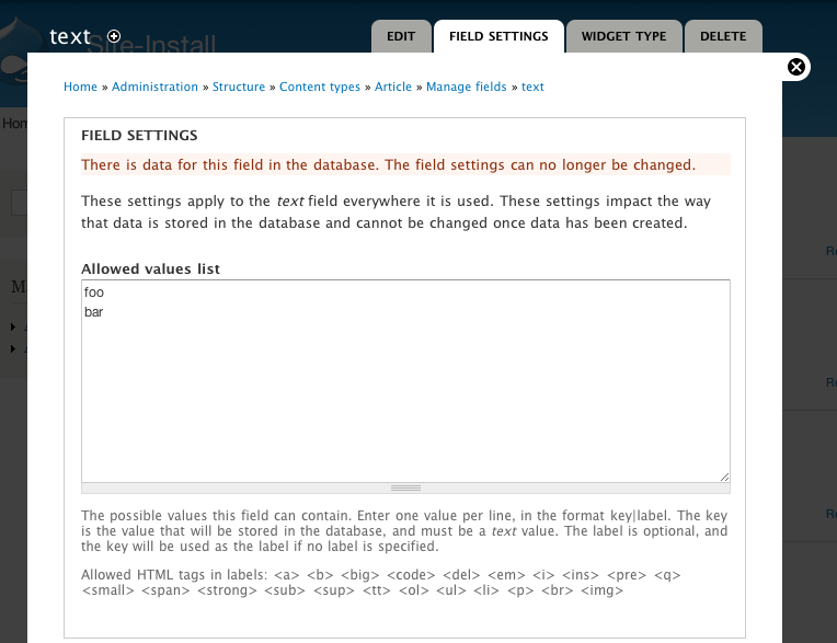 Changing allowed values in "List" fields [#932502] | Drupal.org